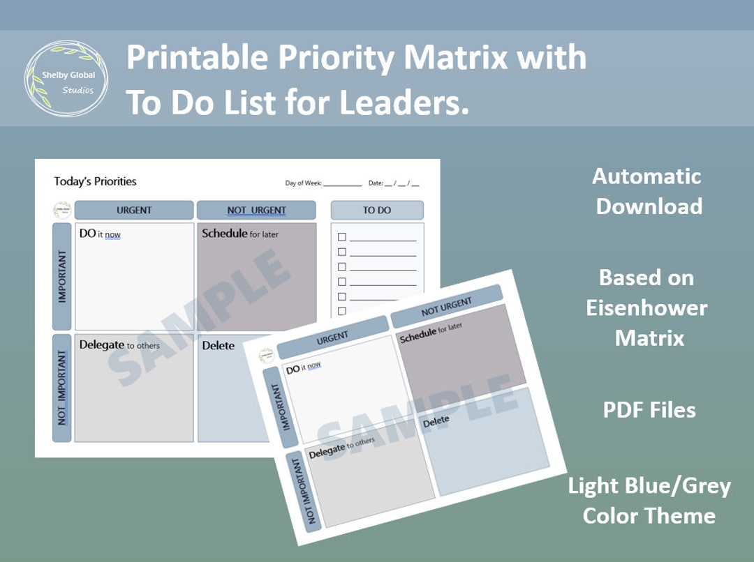 Printable Priority Matrix With to Do List, Eisenhower Decision-making ...