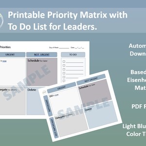 Printable Priority Matrix With to Do List, Eisenhower Decision-making ...