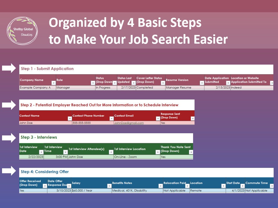 Simple Job Application Tracker for Excel, Easy to Use Job Template for ...