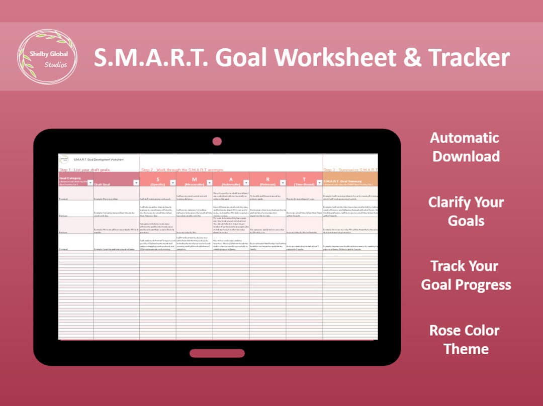 SMART Goal Worksheet and Tracker for Excel, SMART Goal Setting and ...