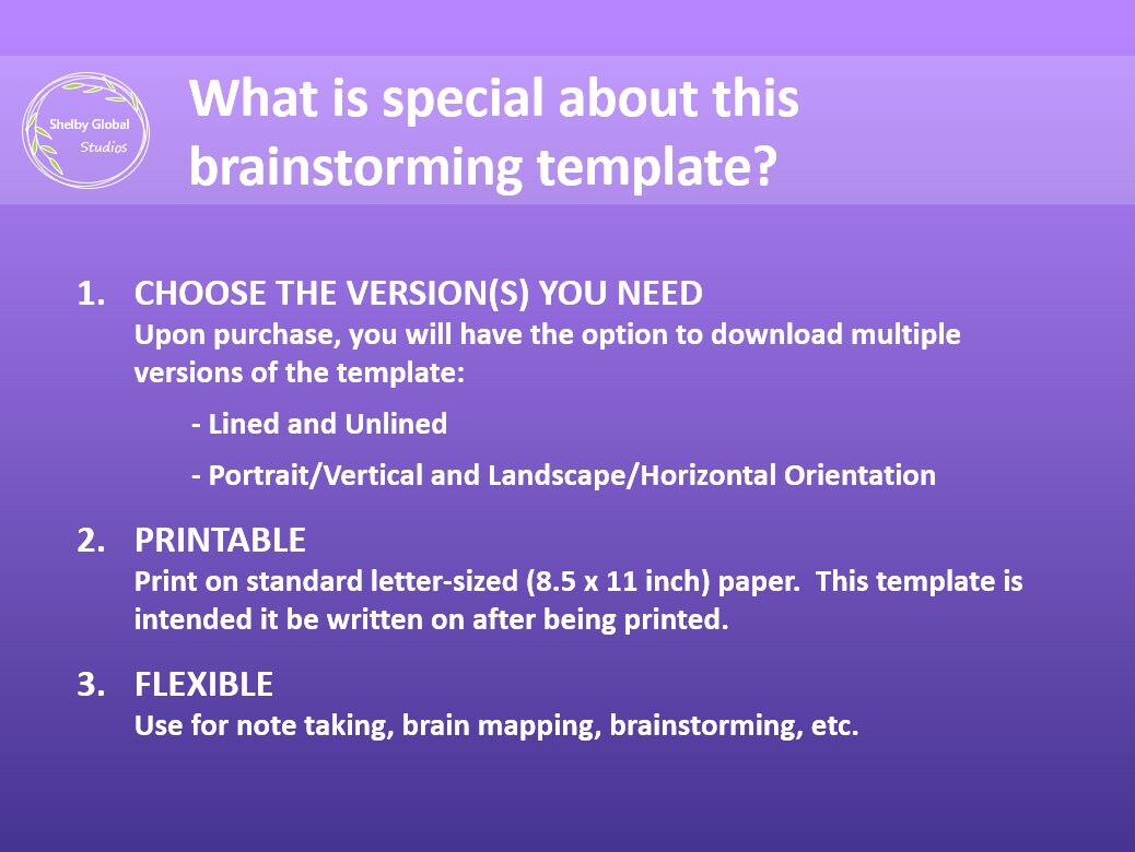 Printable Brainstorming Template, Mind Map Planner, Brain Dump Page ...