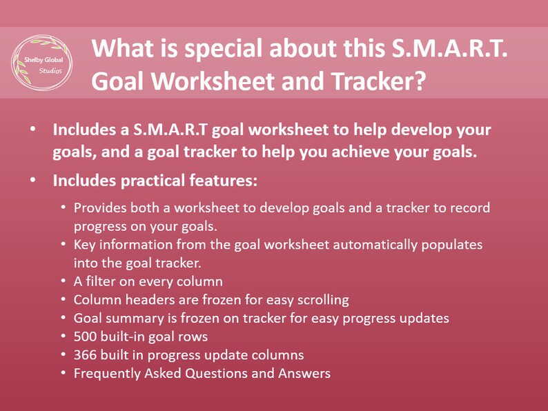 SMART Goal Worksheet and Tracker for Excel, SMART Goal Setting and ...