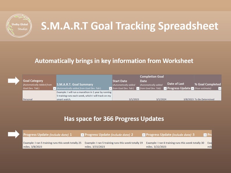 SMART Goal Worksheet and Tracker for Excel, SMART Goal Setting and ...