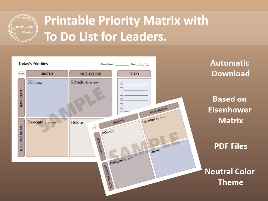 Printable Priority Matrix With to Do List, Eisenhower Decision-making ...