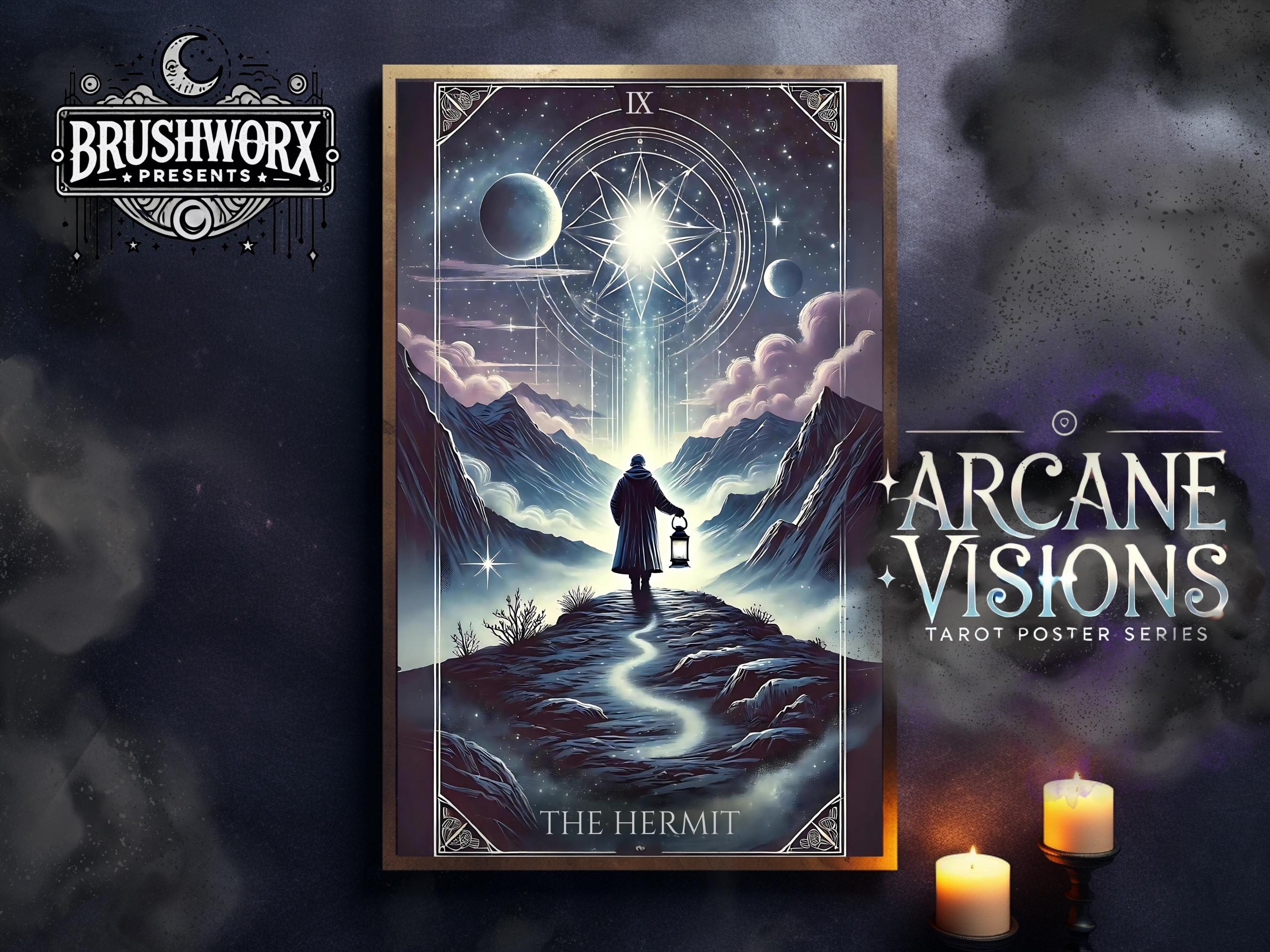 Hermit Tarot Card Poster - Mystical Wall Art for Solitude and Spiritual ...