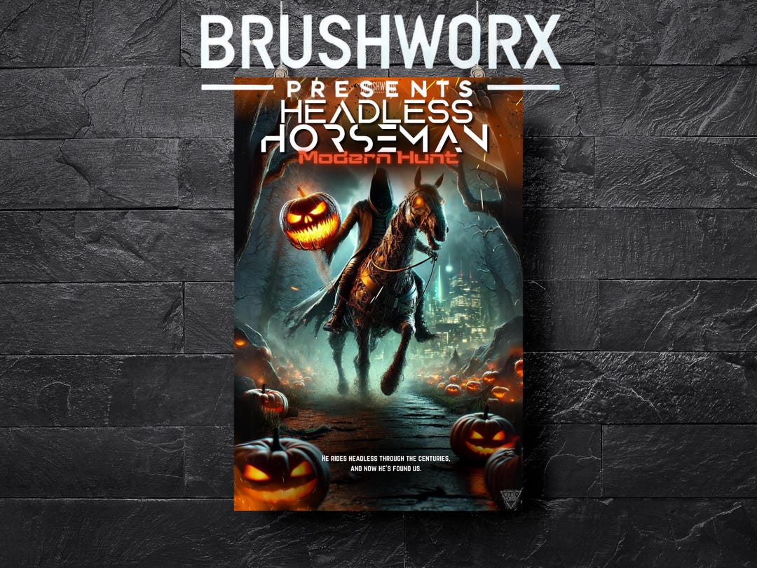 Headless Horseman Modern Hunt Art Print | Halloween Horror Decor ...
