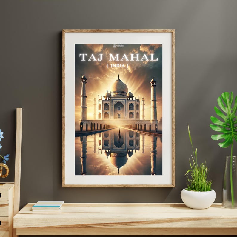 Taj Mahal Art Print Iconic Indian Landmark Poster by Destination ...