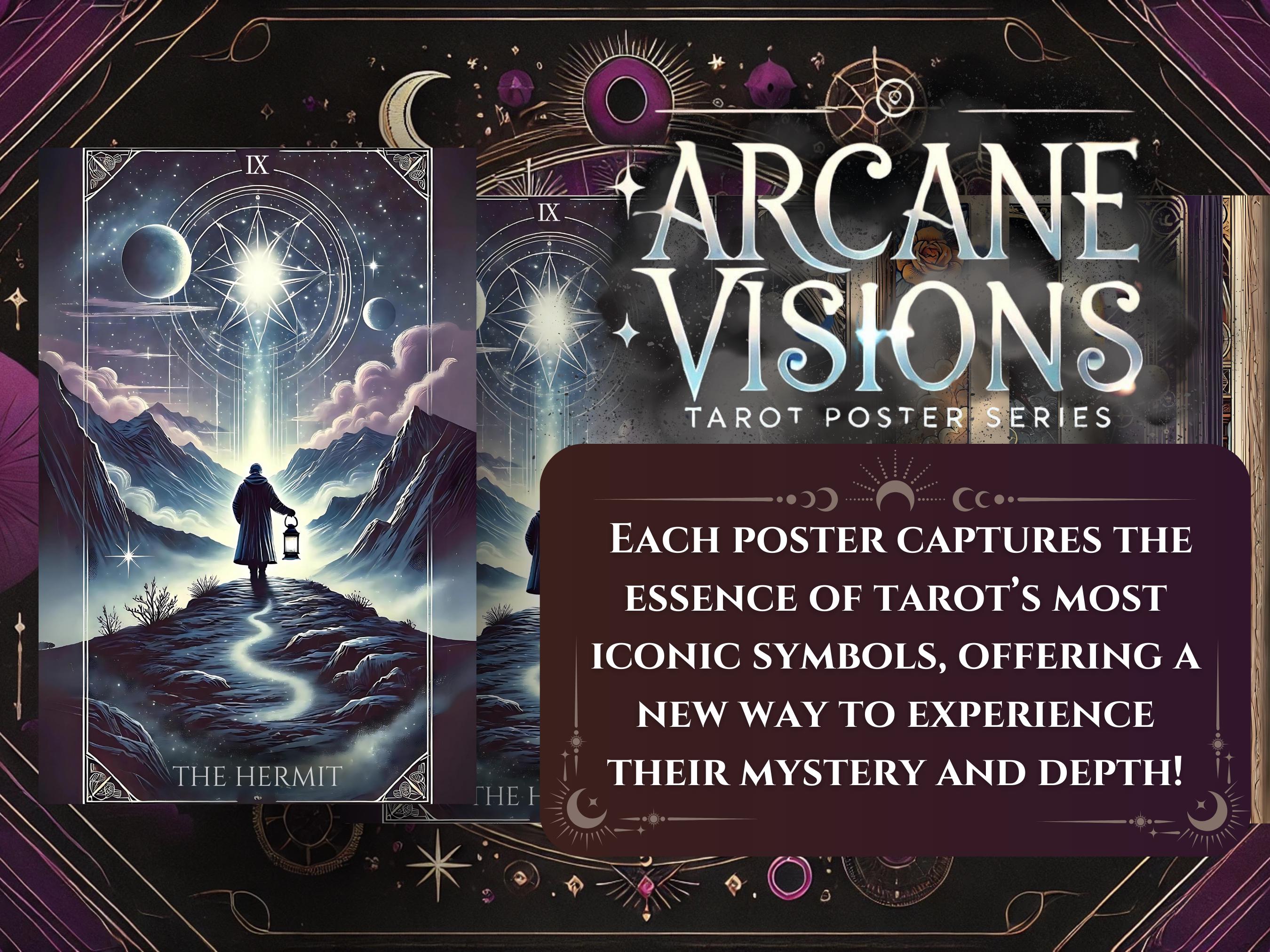 Hermit Tarot Card Poster Mystical Wall Art for Solitude and Spiritual ...