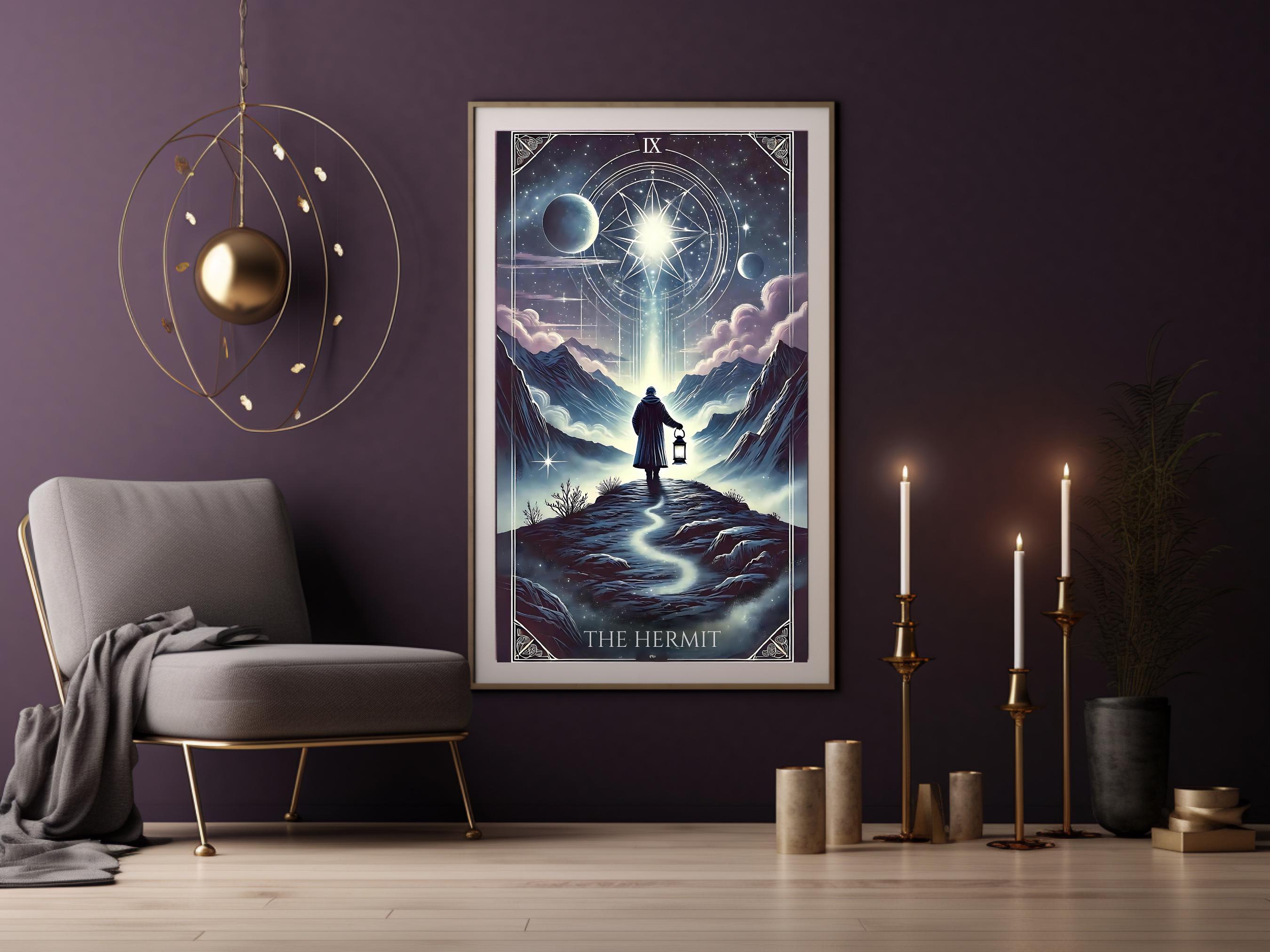 Hermit Tarot Card Poster Mystical Wall Art for Solitude and Spiritual ...
