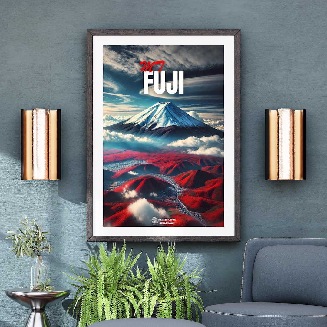Mt. Fuji Art Print – Snow-capped Mountain & Red Foliage | Iconic ...