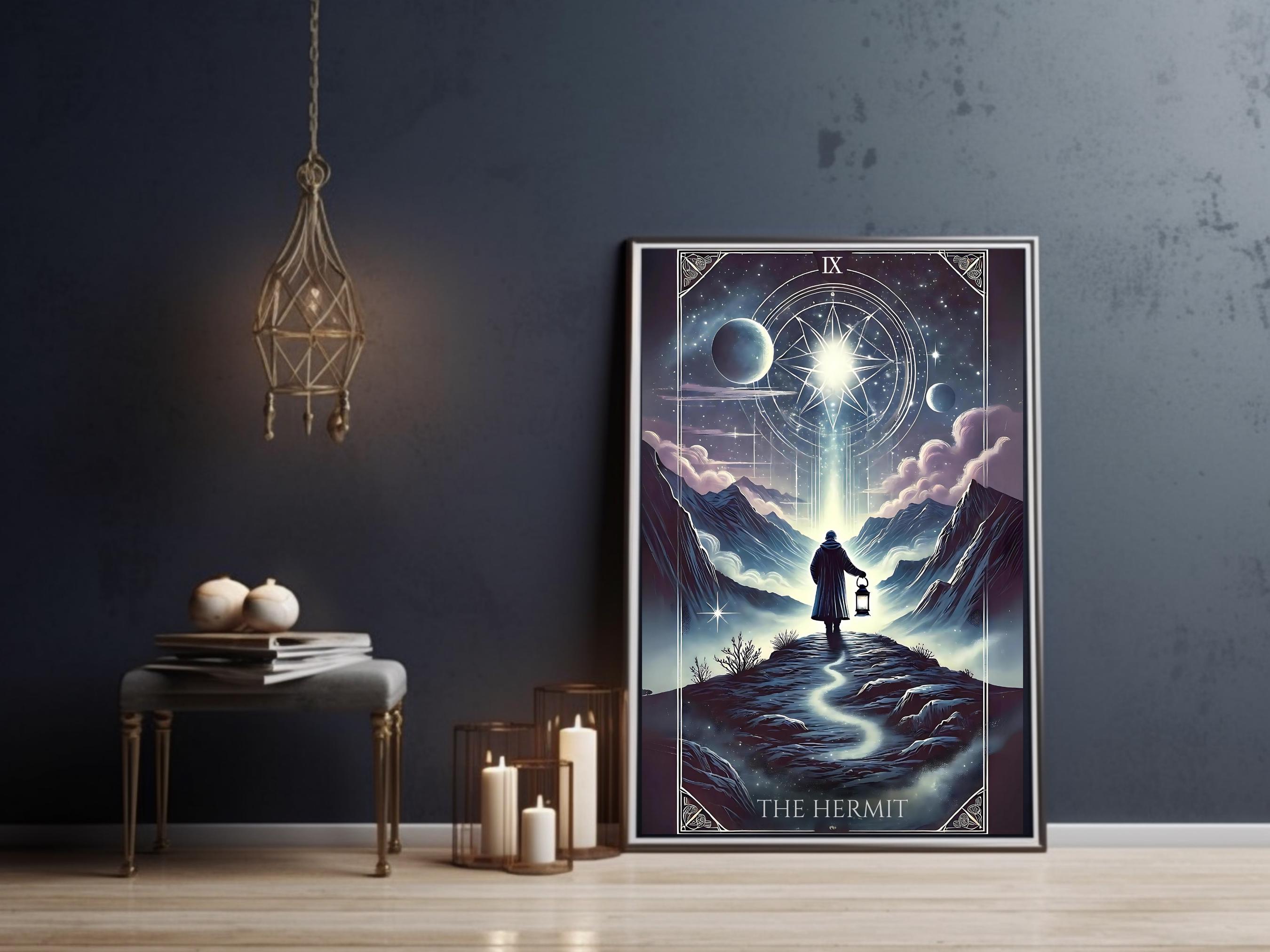 Hermit Tarot Card Poster Mystical Wall Art for Solitude and Spiritual ...