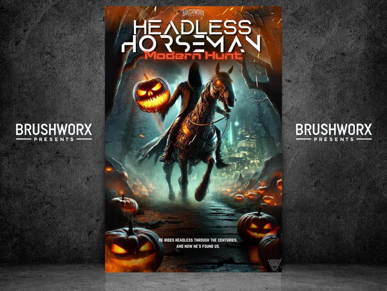 Headless Horseman Modern Hunt Art Print | Halloween Horror Decor ...