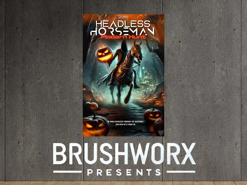 Headless Horseman Modern Hunt Art Print | Halloween Horror Decor ...