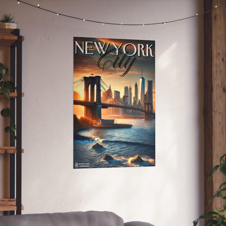 New York City Art Print – Brooklyn Bridge & Skyline at Sunset | Iconic ...