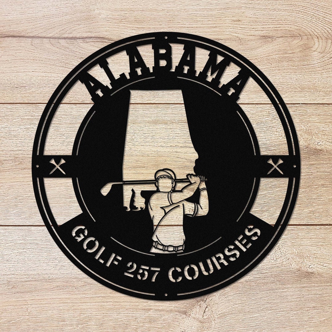 Alabama Golf Metal Art, Golf Metal Wall Art, Golfer Gift, Gift for Him ...