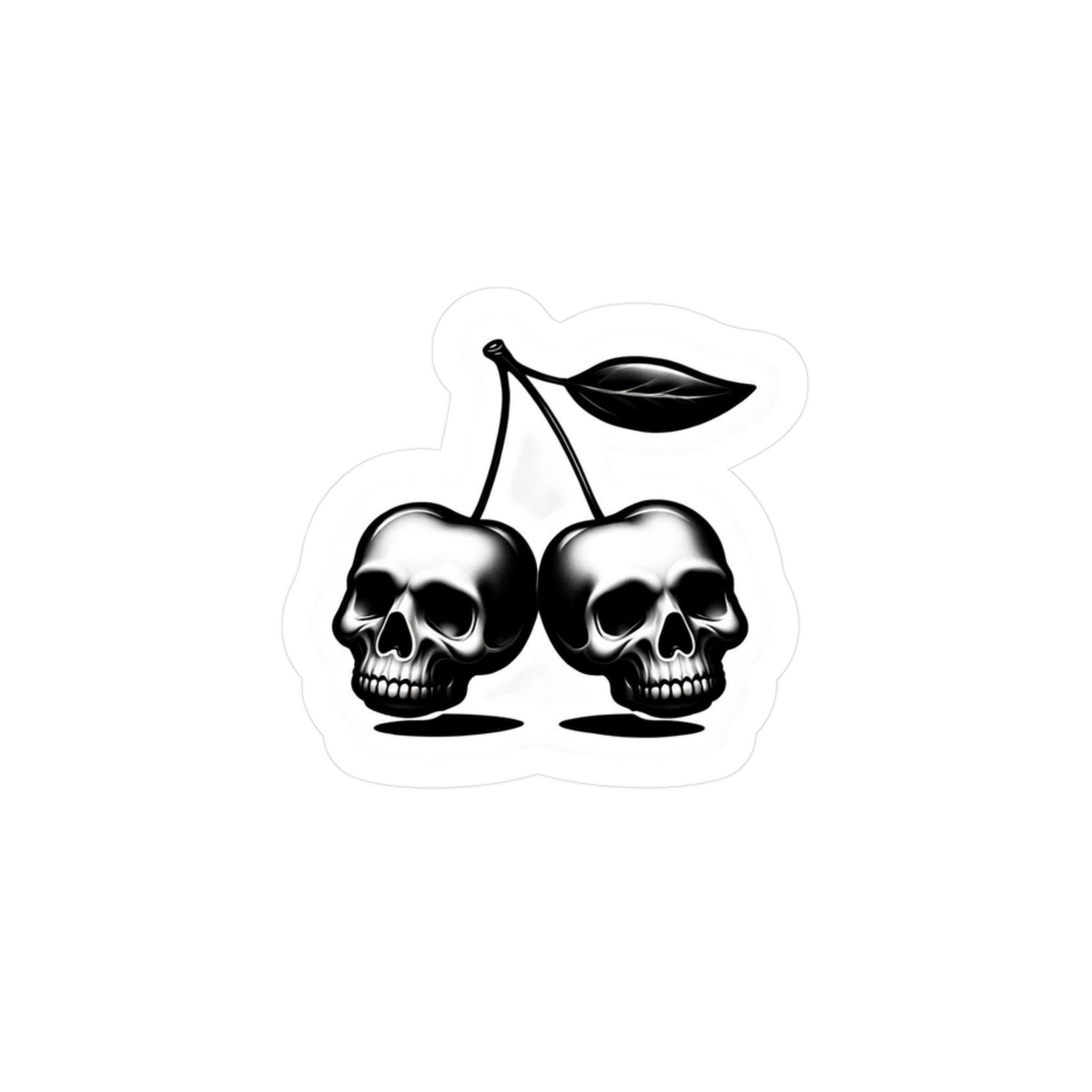 Skull Cherry Vinyl Decal - Edgy Sticker for Laptops, Water Bottles ...