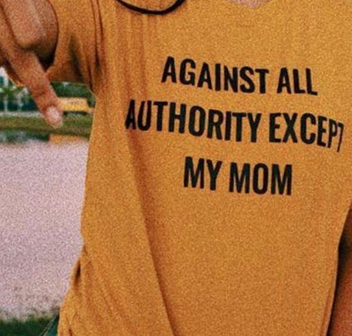 Gildan 5000 | Against All Authority Except My Mom Shirt | Funny Meme ...