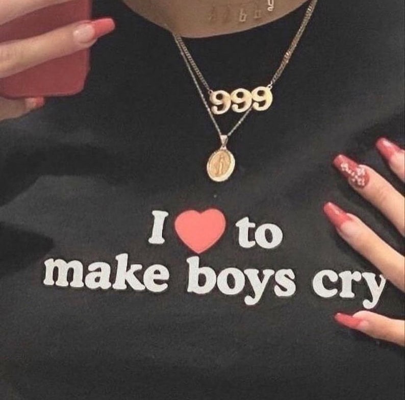 I Love to Make Boys Cry, Y2k Graphic Tee, Trendy Y2k Tshirt, Trashy Y2K ...