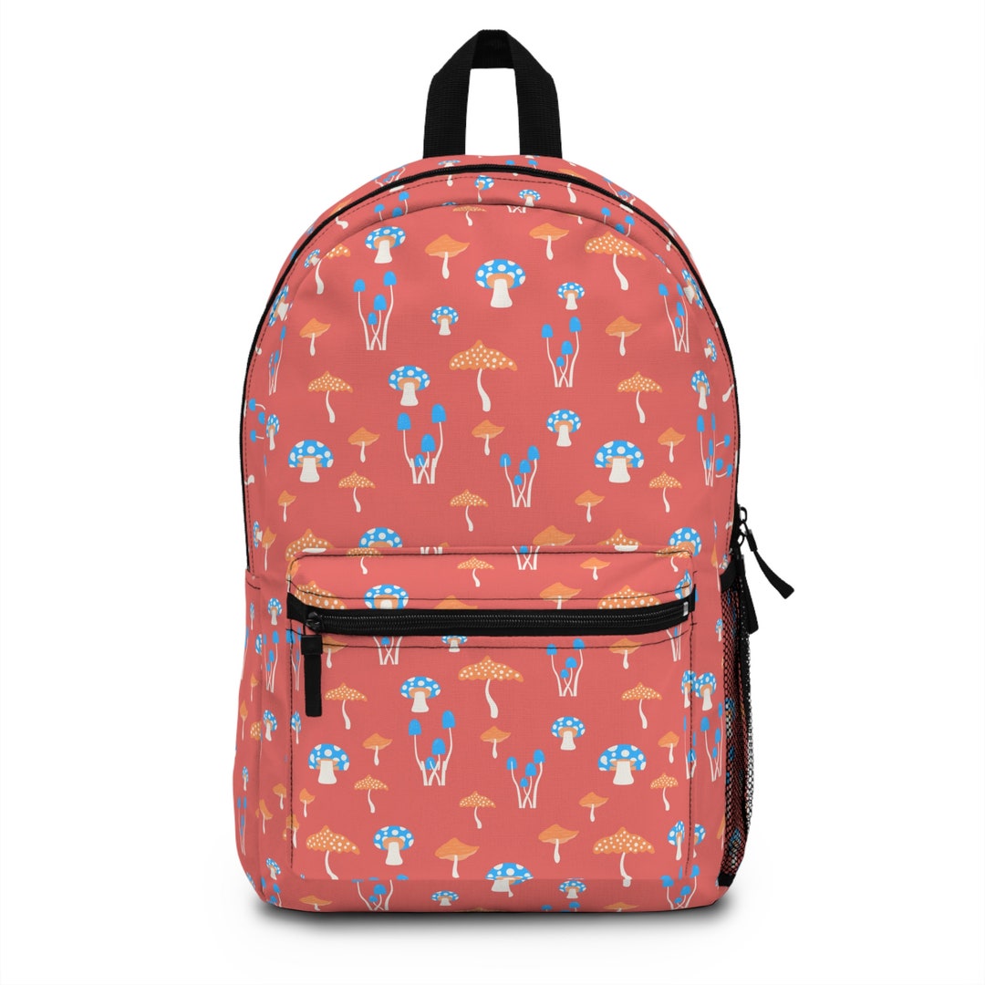 Salmon Blue Mushroom Backpack, Blue Mushroom Backpack, Mushroom School ...