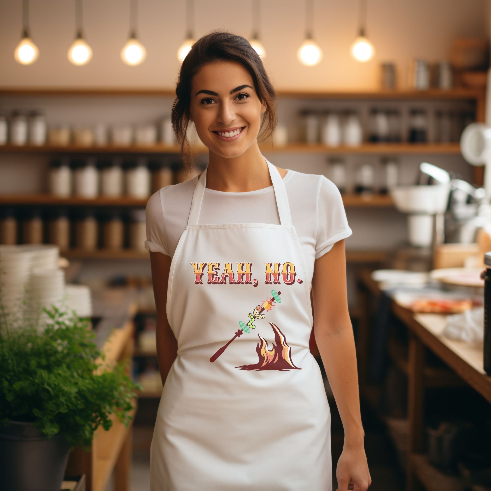 Meat Eaters Cookout Apron White | BBQ Grilling Apron | No Bugs Barbeque ...