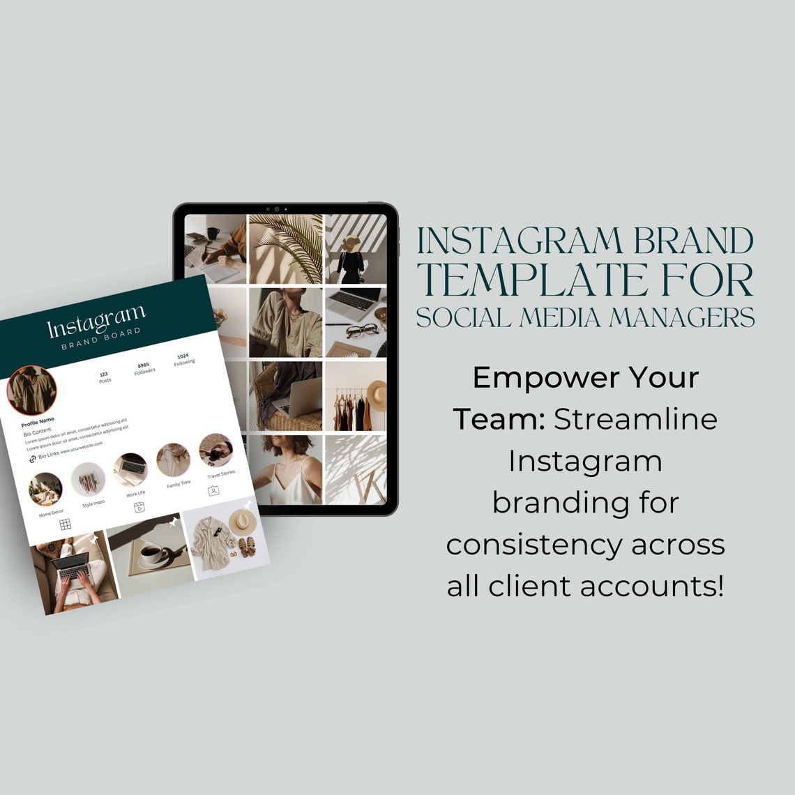 Instagram Profile Mock-up Canva Template for Social Media Branding ...