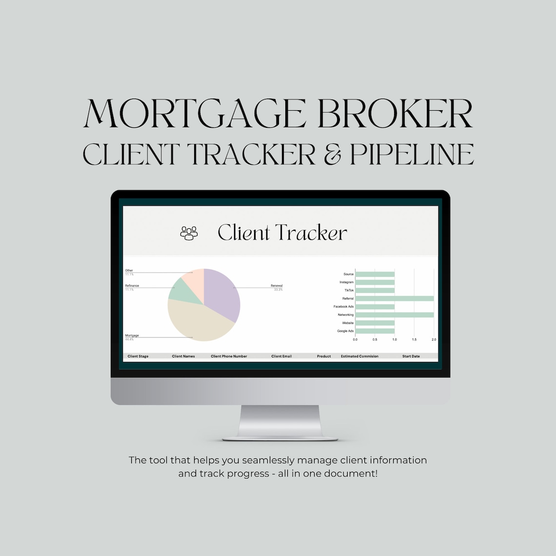 Mortgage Broker Client Tracker | Google Sheet Template - Etsy