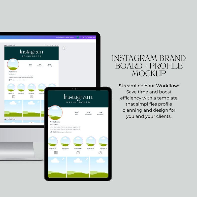 Instagram Profile Mock-up | Canva Template for Social Media Branding ...