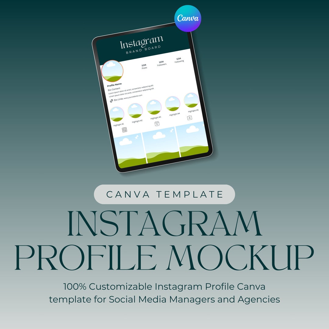 Instagram Profile Mock-up Canva Template for Social Media Branding ...