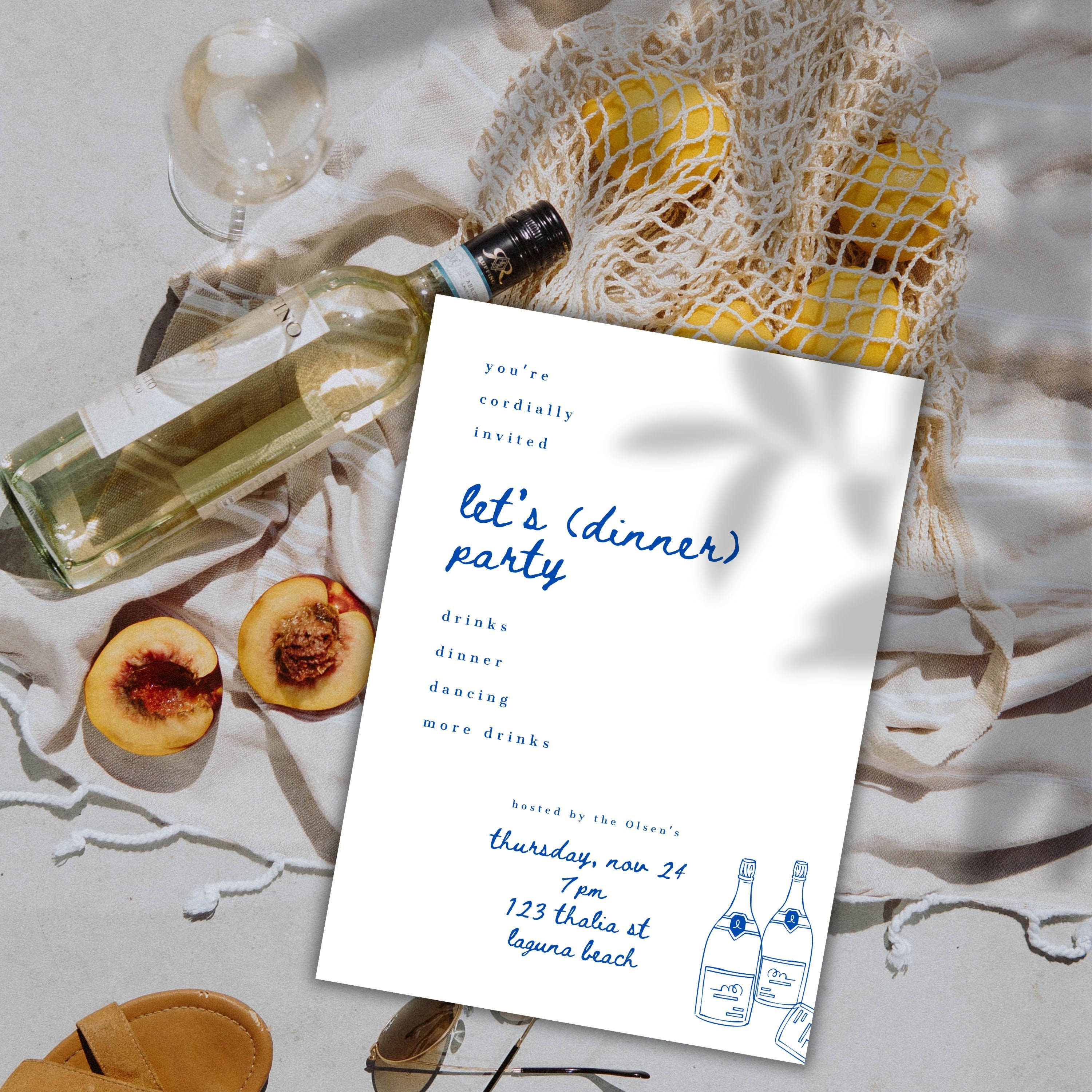 Minimal Dinner Party Invitation for Any Occasion, Digital Mobile ...