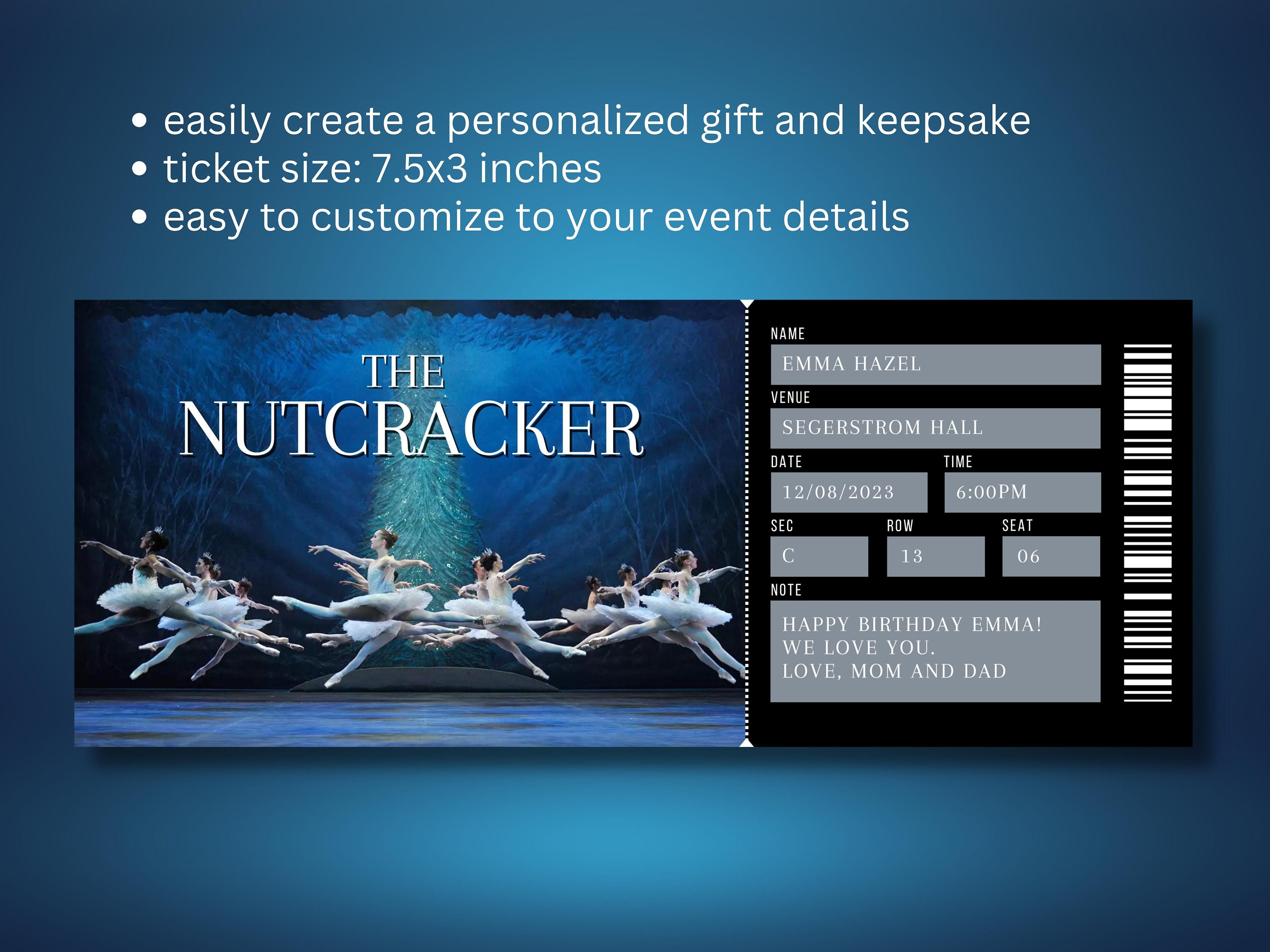 Customizable Printable Nutcracker Ticket Broadway Surprise Ticket ...