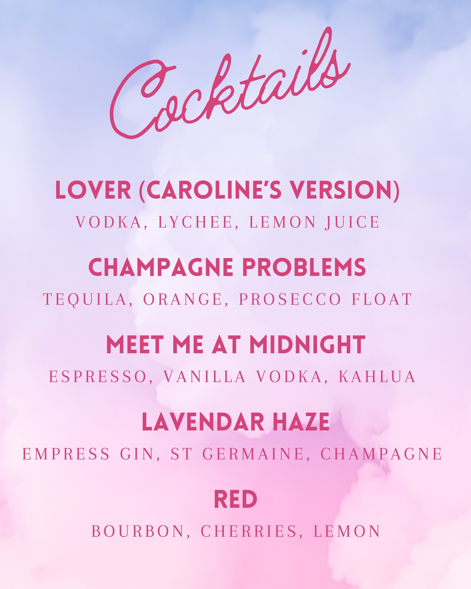 Customizable Taylor Swift Lover Bar Menu Template Taylor Swift Bridal ... Customizable Taylor Swift Lover Bar Menu Template Taylor Swift Bridal ...