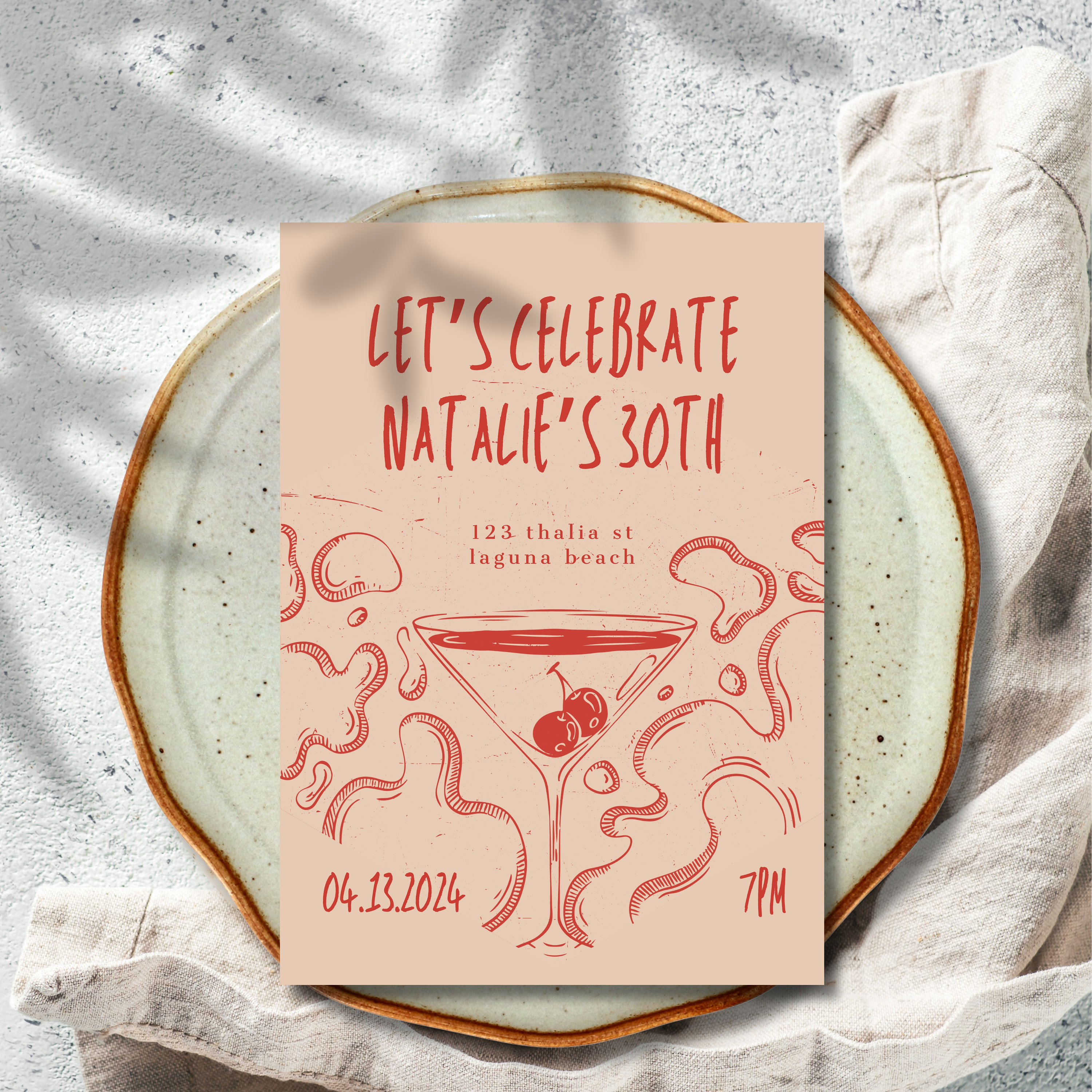 Minimal Birthday Party Invitation, Digital Mobile Invite, Modern ...