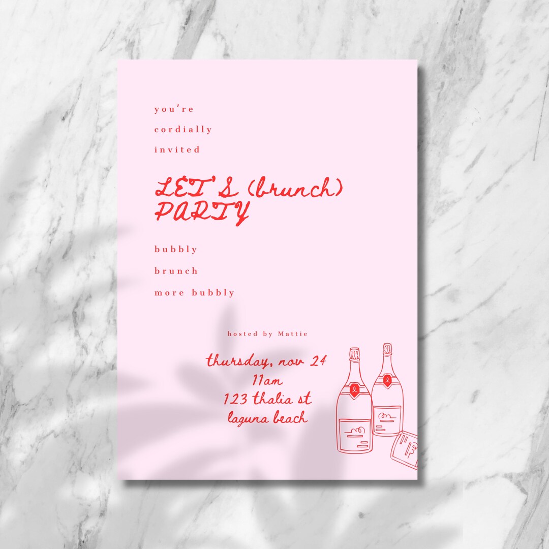 Minimal Valentine Brunch Invitation | Hand Drawn Brunch Invite ...