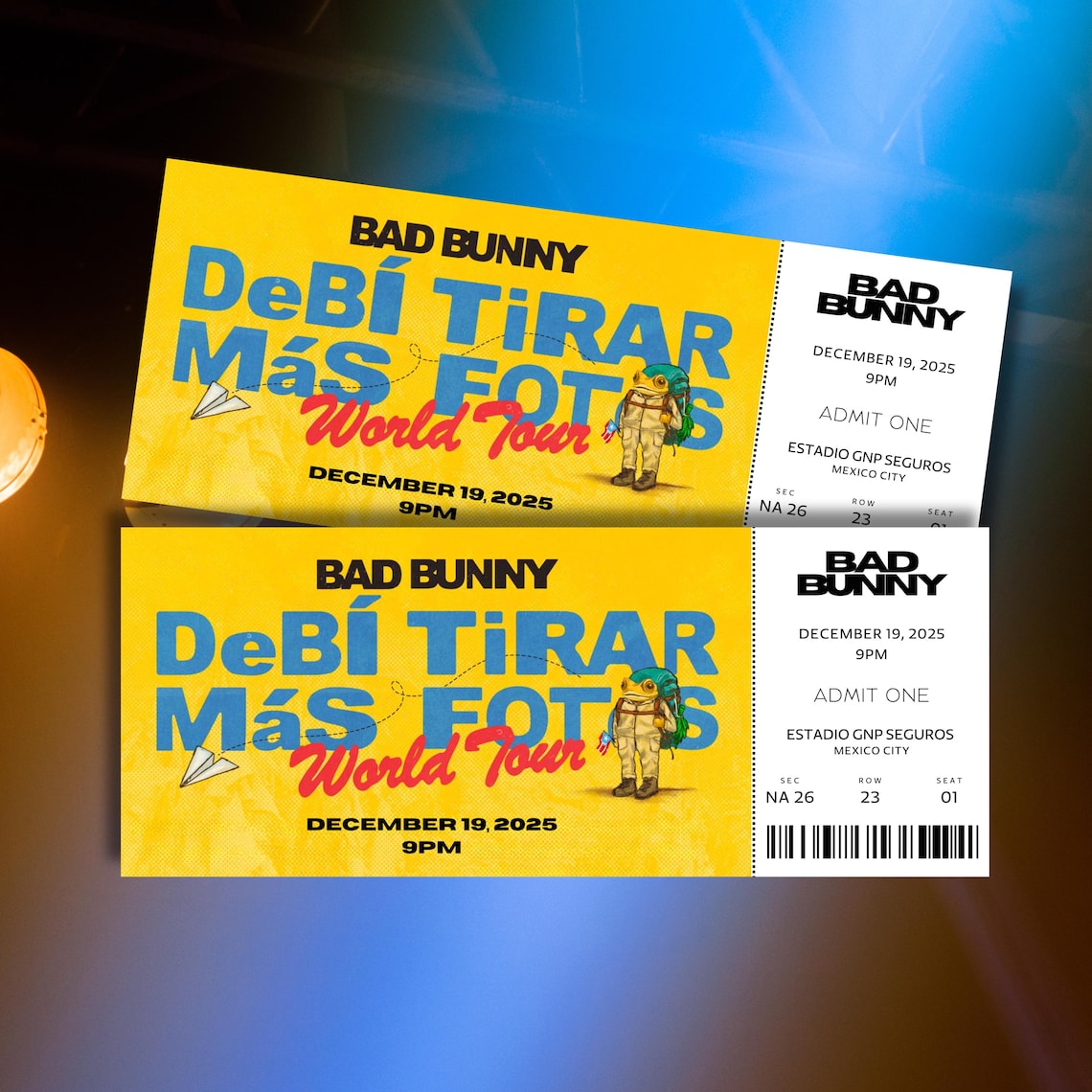 Customizable Bad Bunny Tour Ticket | Personalized Concert Announcement ...