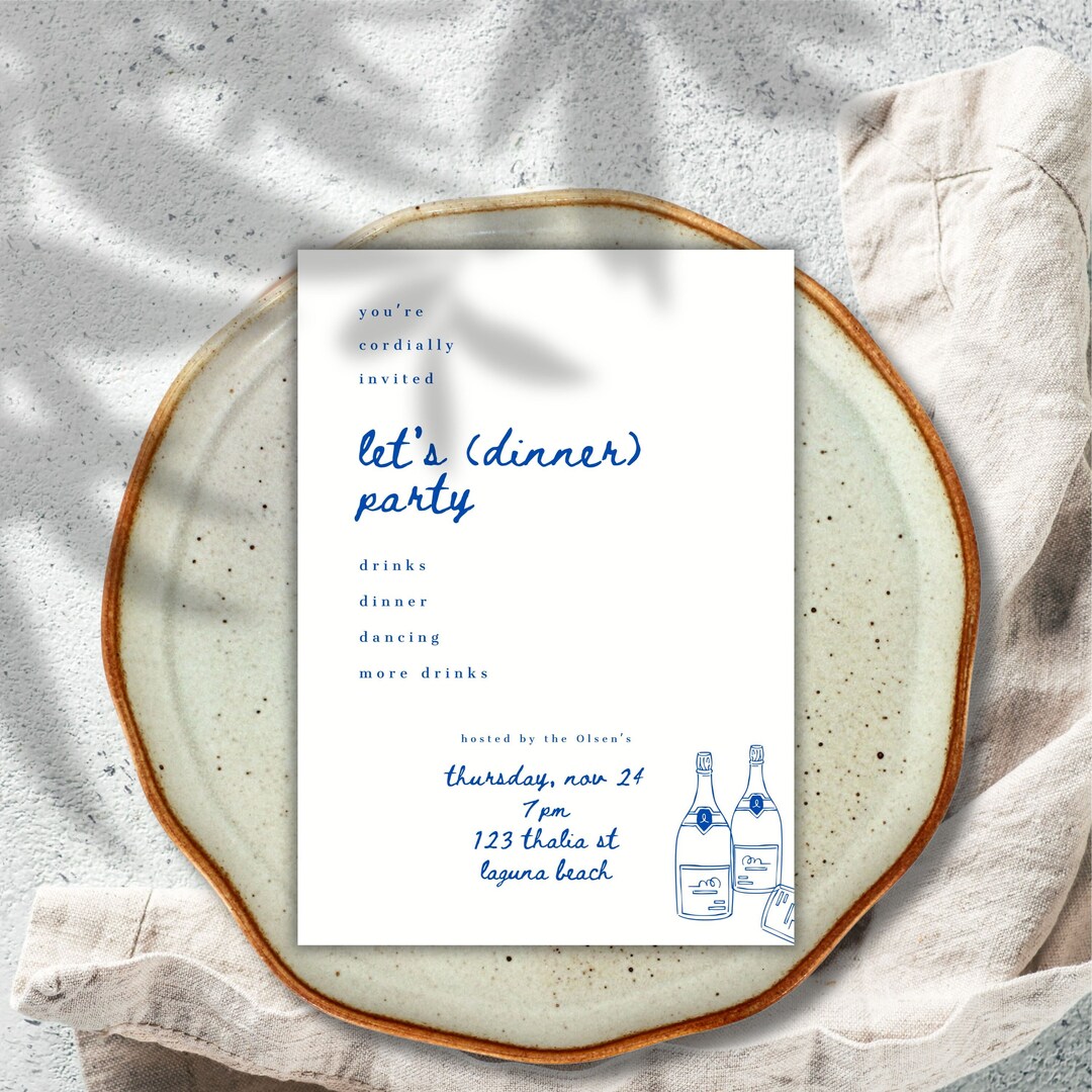 Minimal Dinner Party Invitation for Any Occasion, Digital Mobile ...