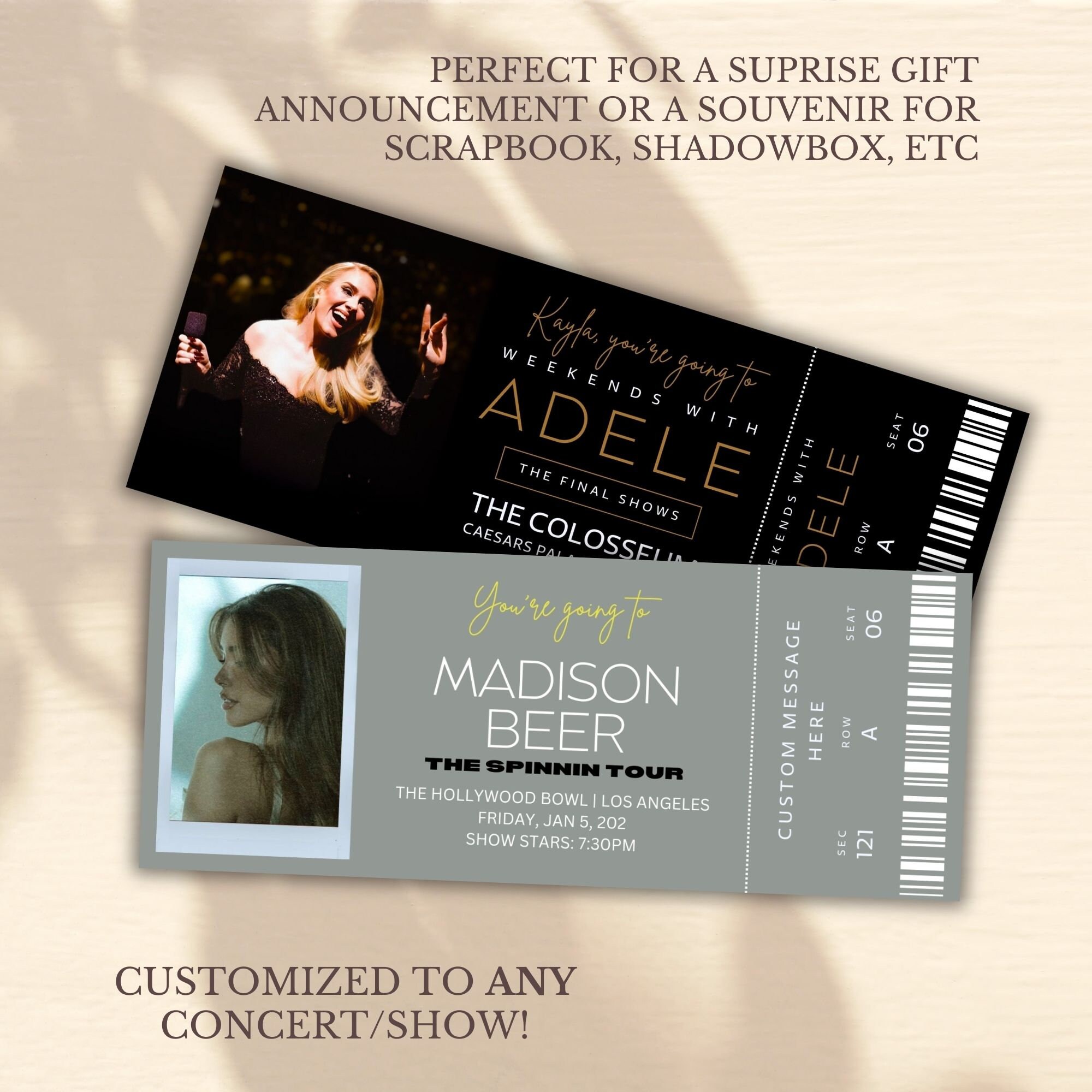Personalized Concert Ticket Custom Concert Ticket Stub Ticket Gift and ...