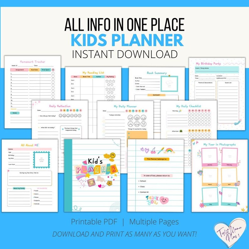 Printable Planner for Kids - Etsy