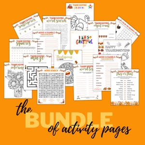 Thanksgiving Activity Pack for Kids Printable Digital Download - Etsy