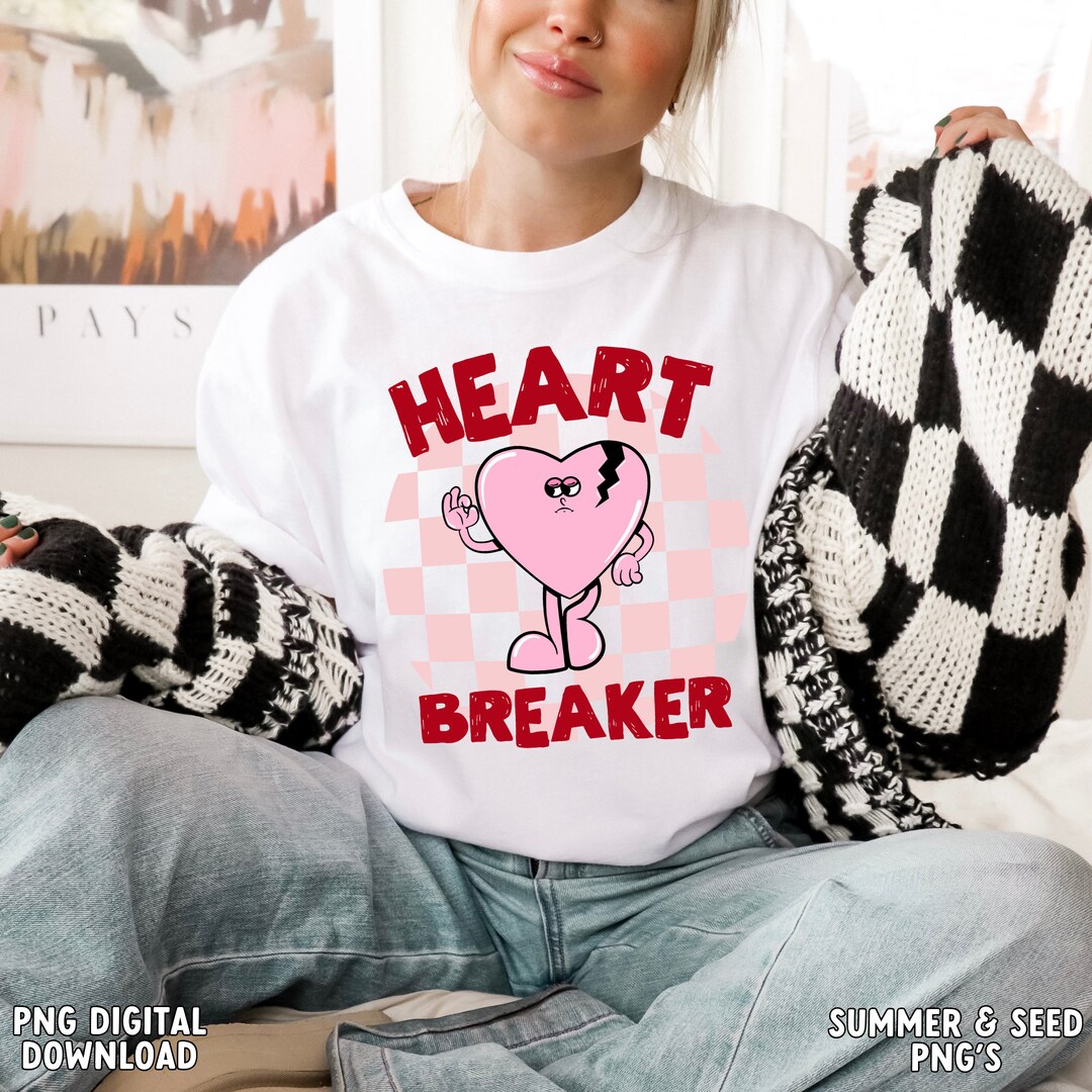 Heart Breaker Png Preppy Valentine's Day Png Checkered - Etsy