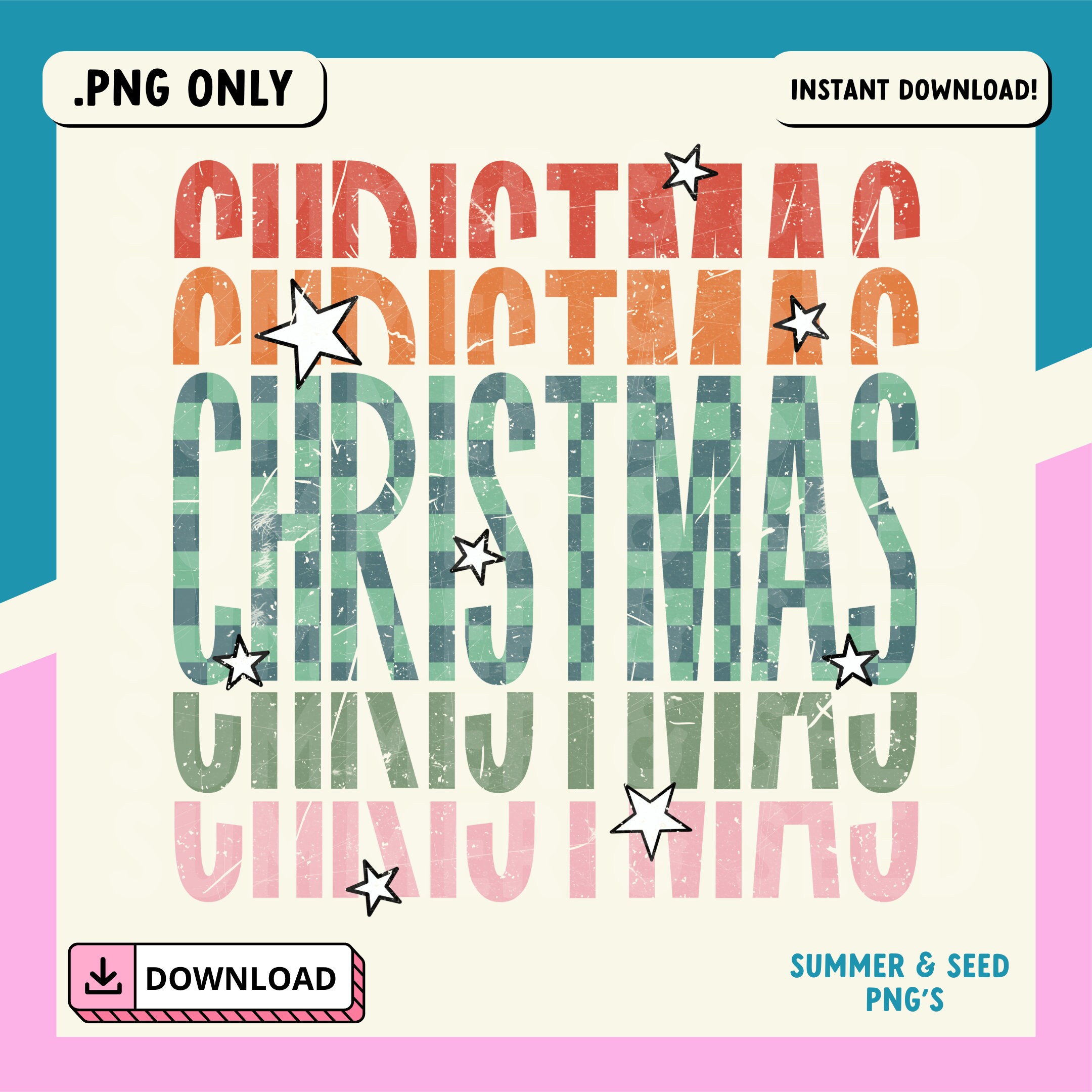 Christmas PNG File Preppy Checkered Christmas Png Holly Jolly - Etsy