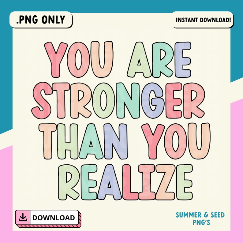 You Are Stronger Than You Realize Png Rainbow Png Mental - Etsy