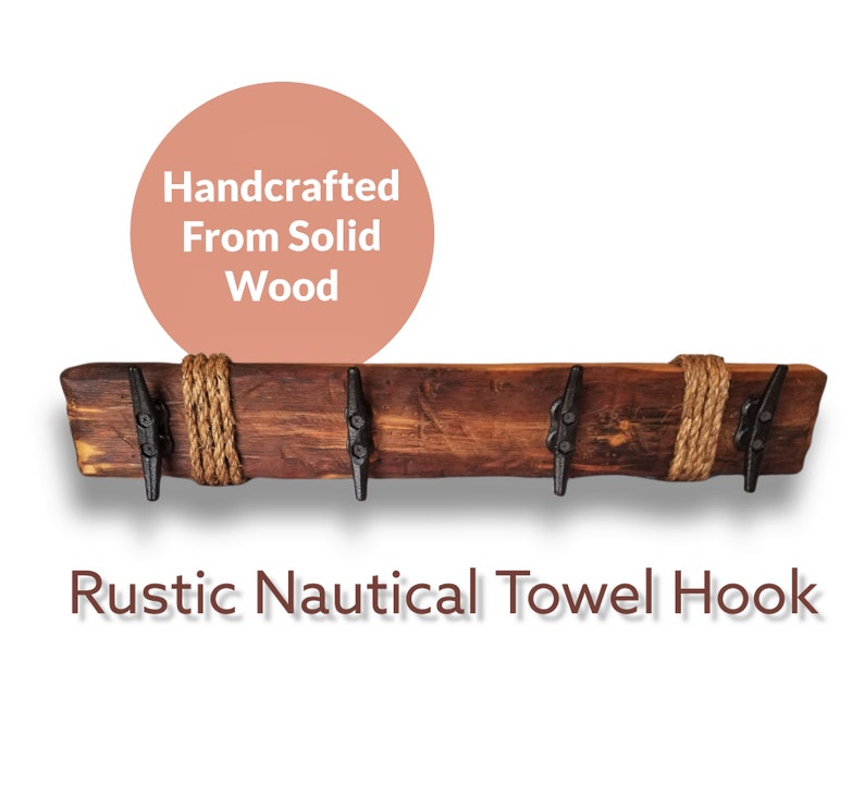 Nautical Rustic Coat, Towel Purse or Robe Rack Pet Dog Cat Leash Hook ...