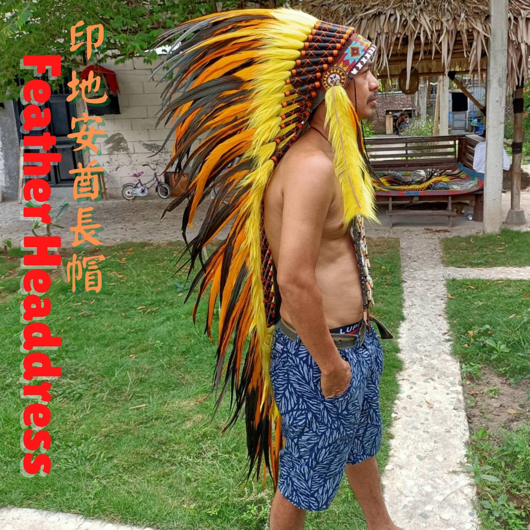 Native American Indian Hat Feather Headdress Warbonnet Chief Tribal ...