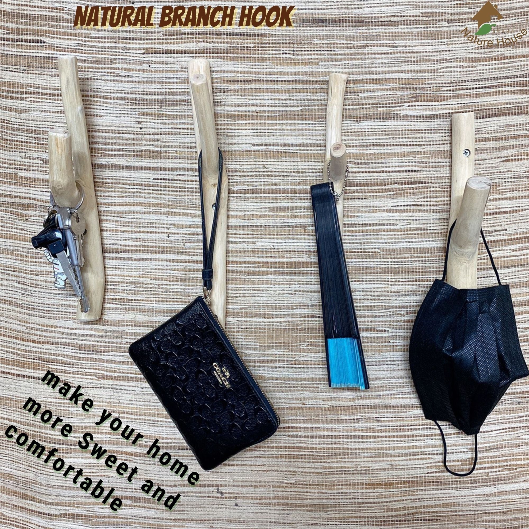 Tree Branch Hook, Wooden Coat Hanger, Solid Natural Wood Hook ...