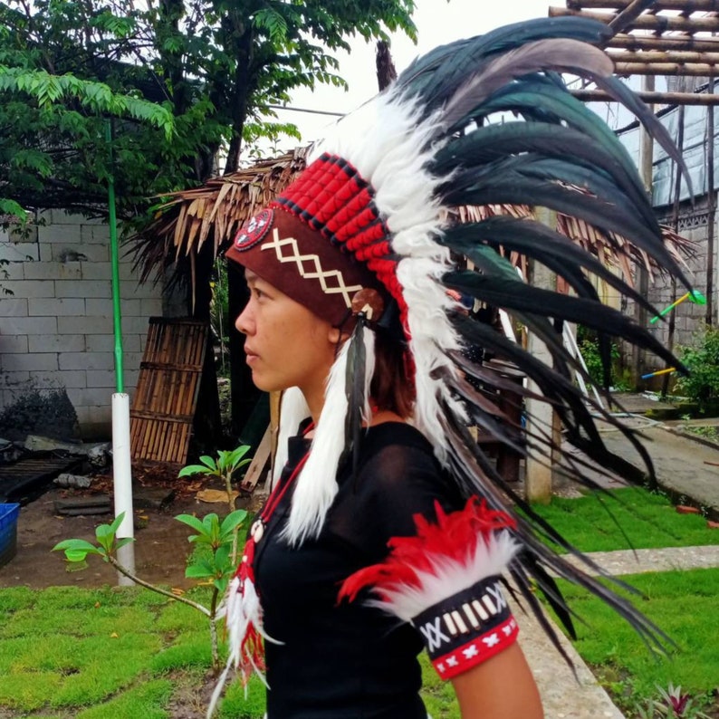 Native American Indian Hat Feather Headdress Warbonnet Chief Tribal ...