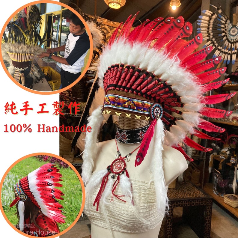 Native American Indian Hat Feather Headdress Warbonnet Chief - Etsy