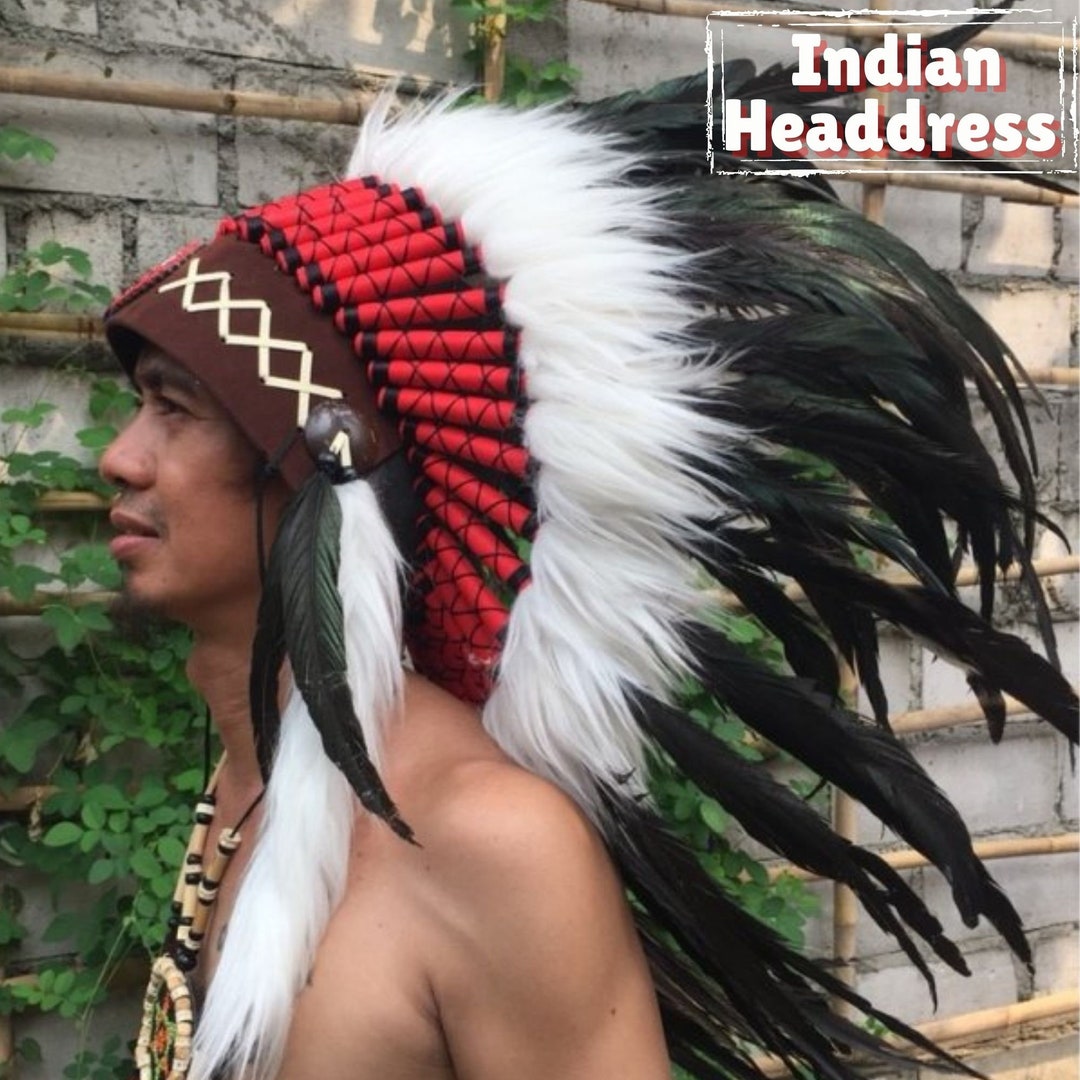 Native American Indian Hat Feather Headdress Warbonnet Chief Tribal ...