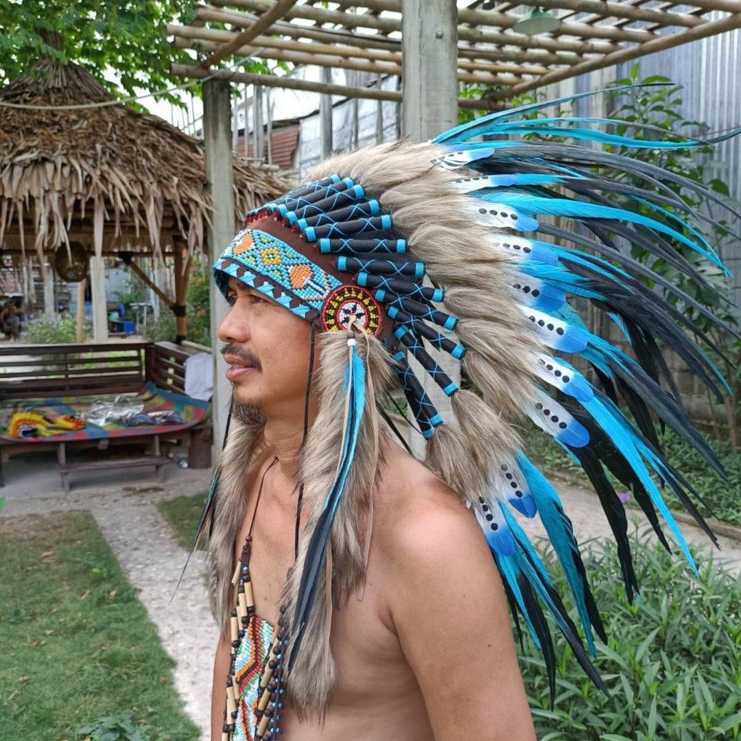 Native American Indian Hat Feather Headdress Warbonnet Chief Tribal ...