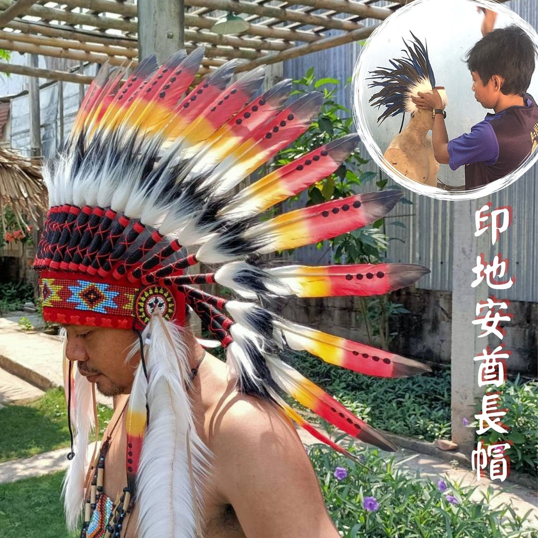 Native American Indian Hat Feather Headdress Warbonnet Chief Tribal ...
