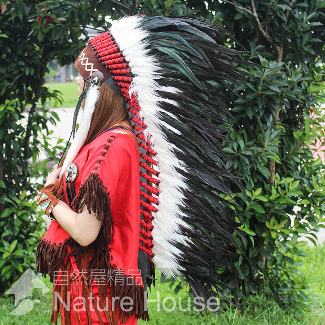 Native American Indian Hat Feather Headdress Warbonnet Chief Tribal ...